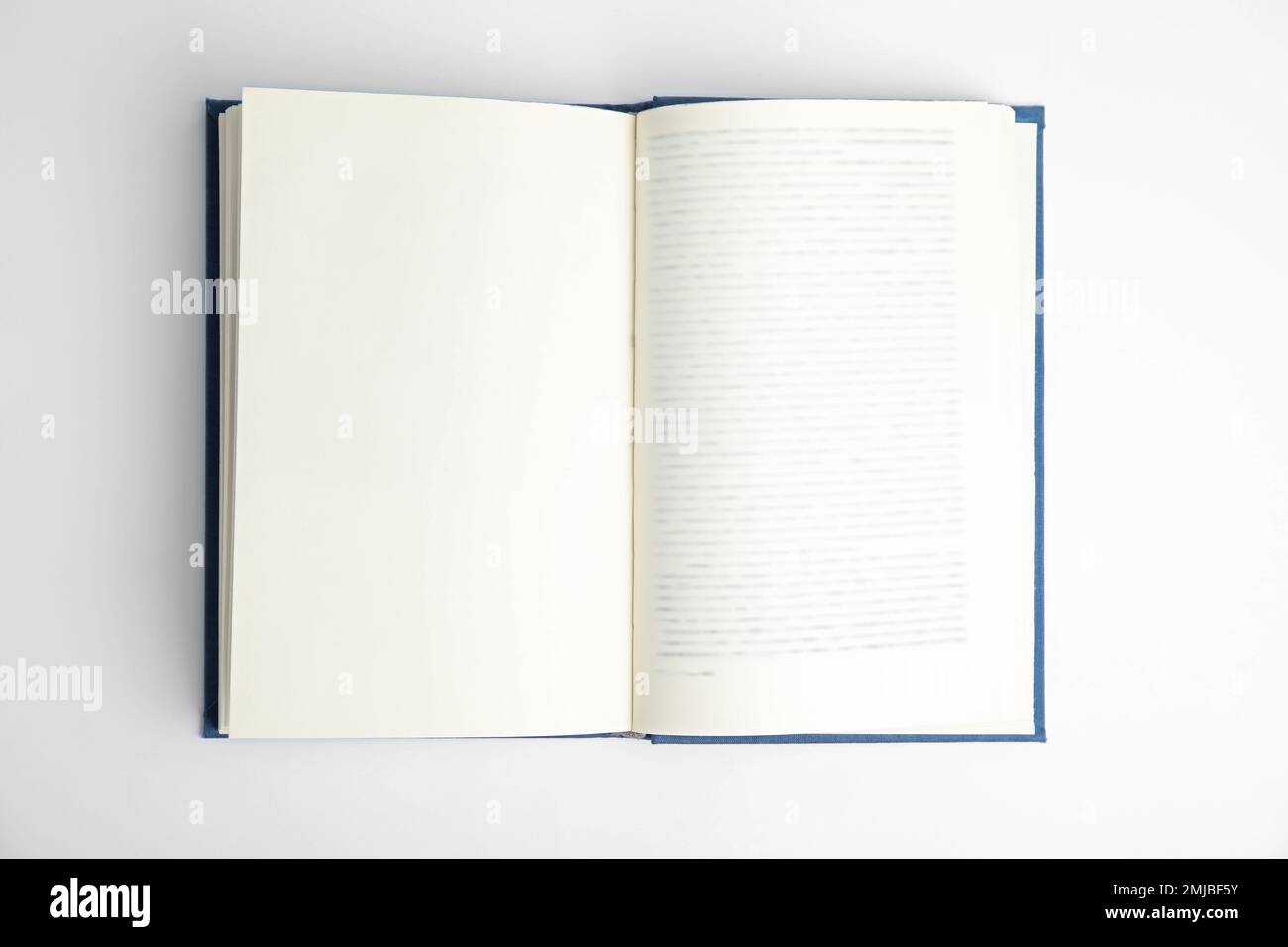Open book on white background, top view. Space for text Stock Photo - Alamy