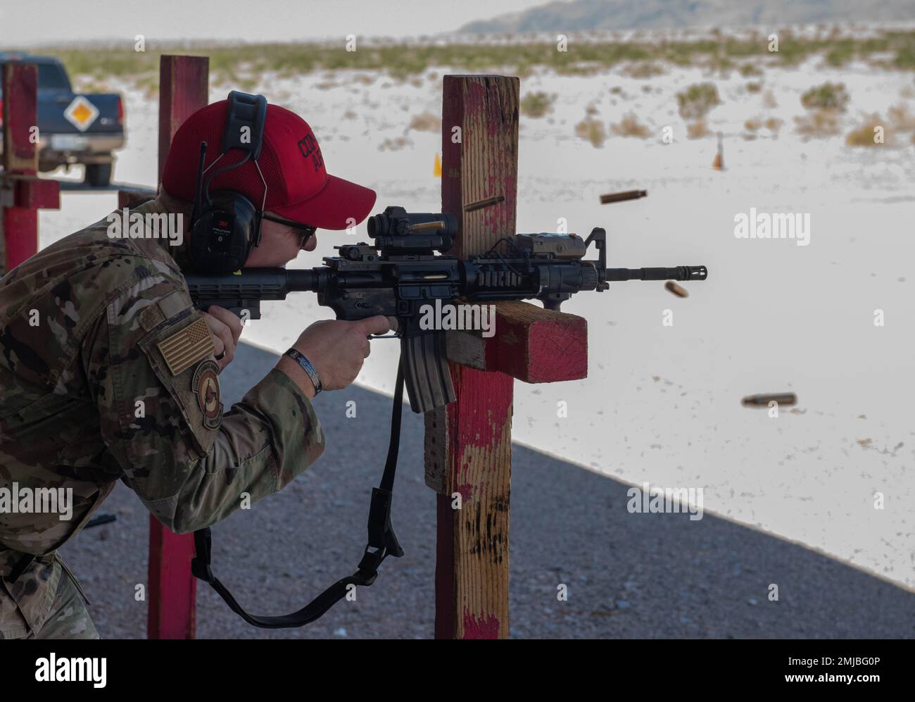 Senior Airman Victor Yastrzab, a 99th Security Forces Squadron Combat Arms instructor assigned ...
