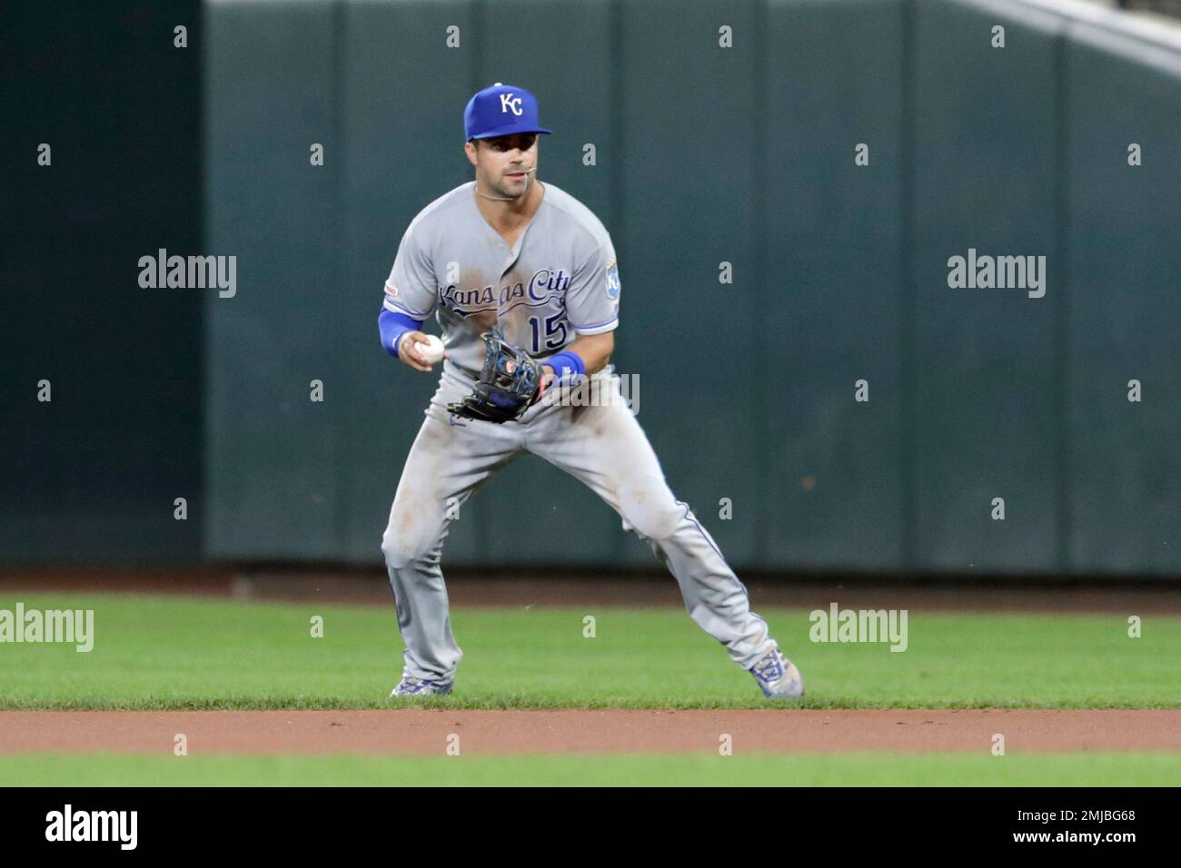 Kansas City Royals second baseman Whit Merrifield fields a ground ball ...