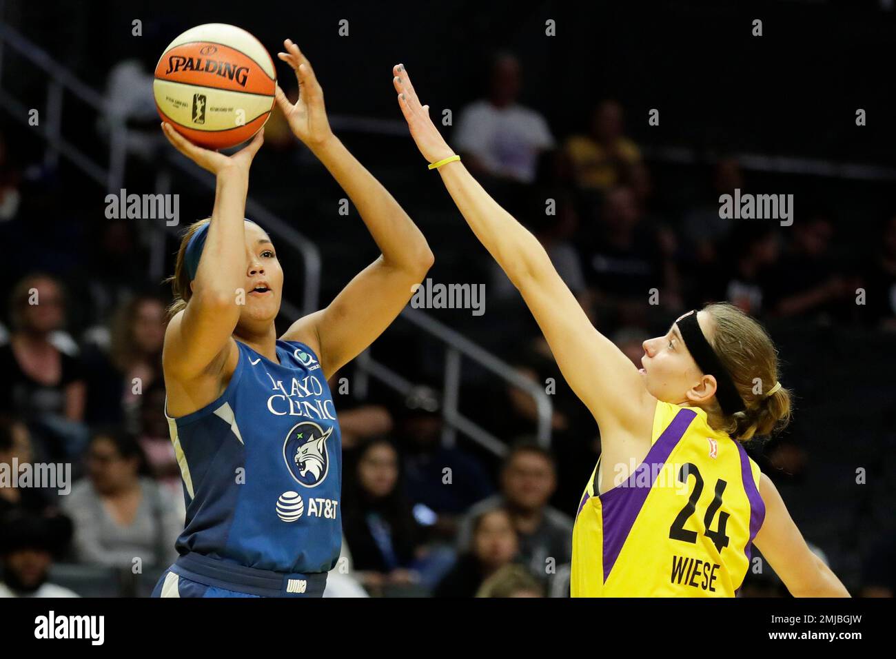 Minnesota Lynx forward Damiris Dantas shoots over Los Angeles Sparks ...