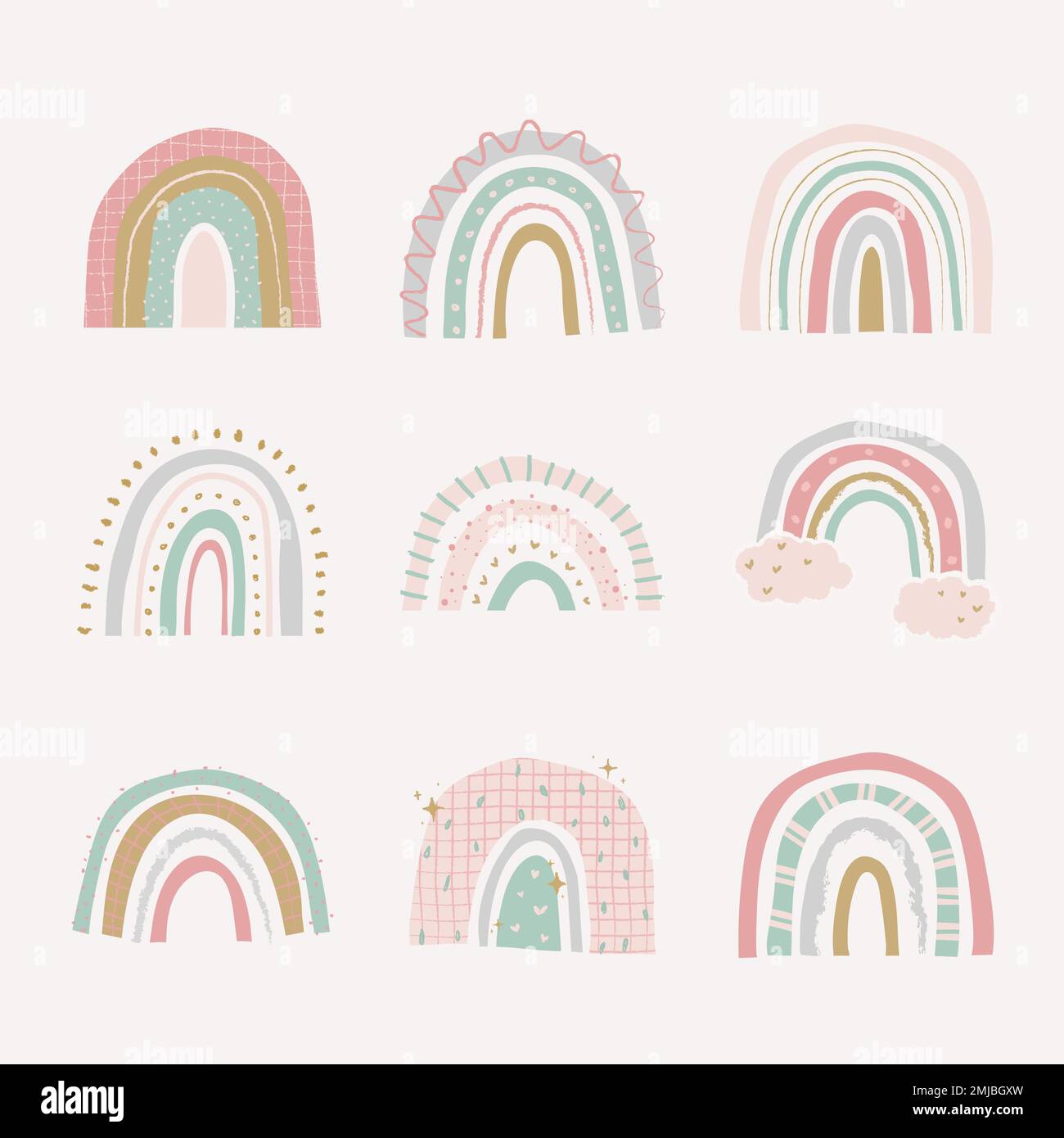 Cute rainbow in doodle style vector set Stock Vector Image & Art - Alamy