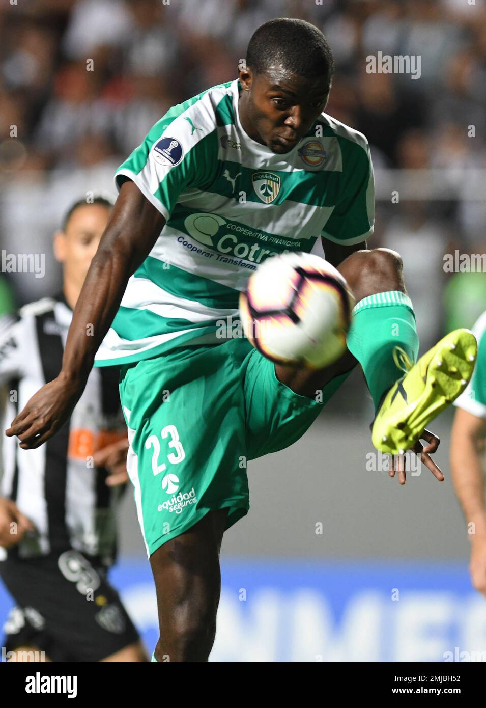 Danilo Arboleda of Colombia's La Equidad controls the ball during a ...