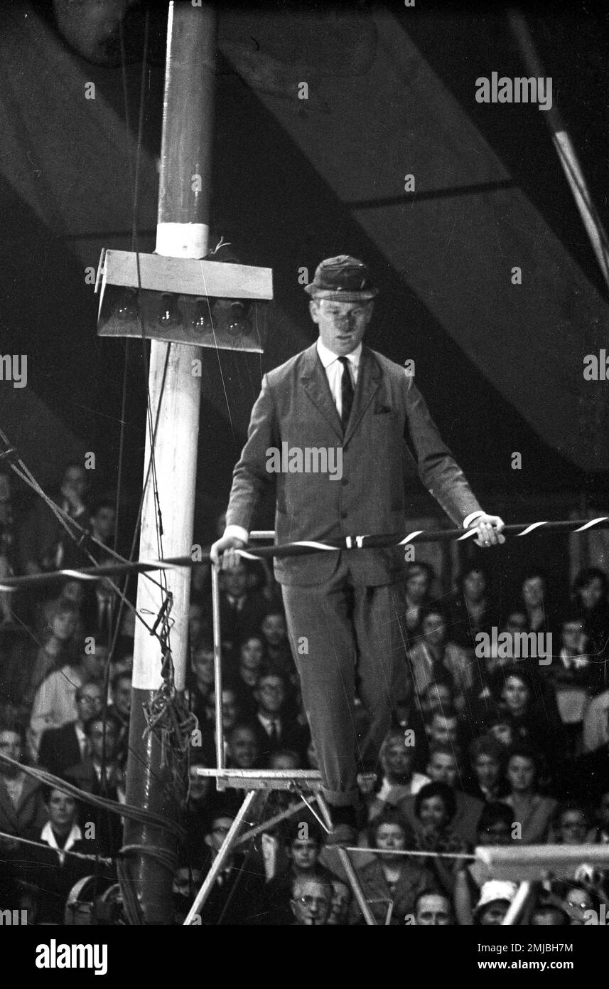 Netherlands History: Circus tight rope walker ca. 1962 Stock Photo - Alamy