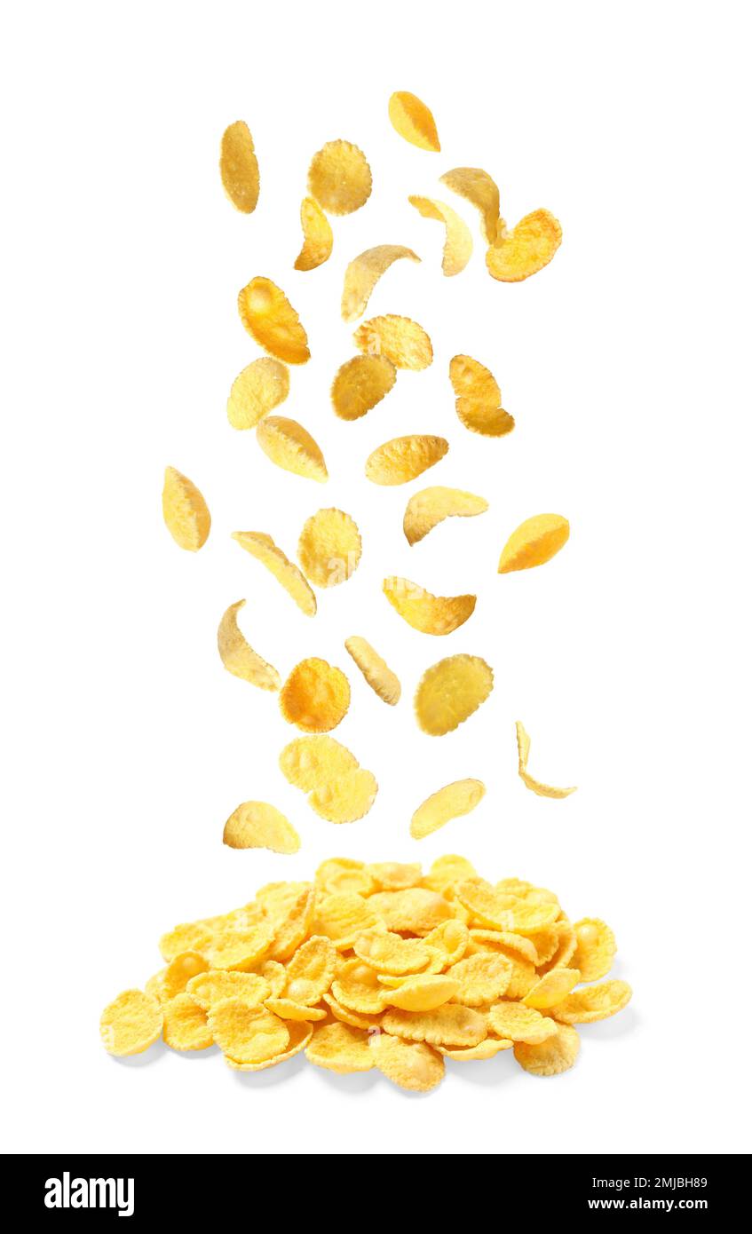Tasty crispy corn flakes on white background Stock Photo - Alamy