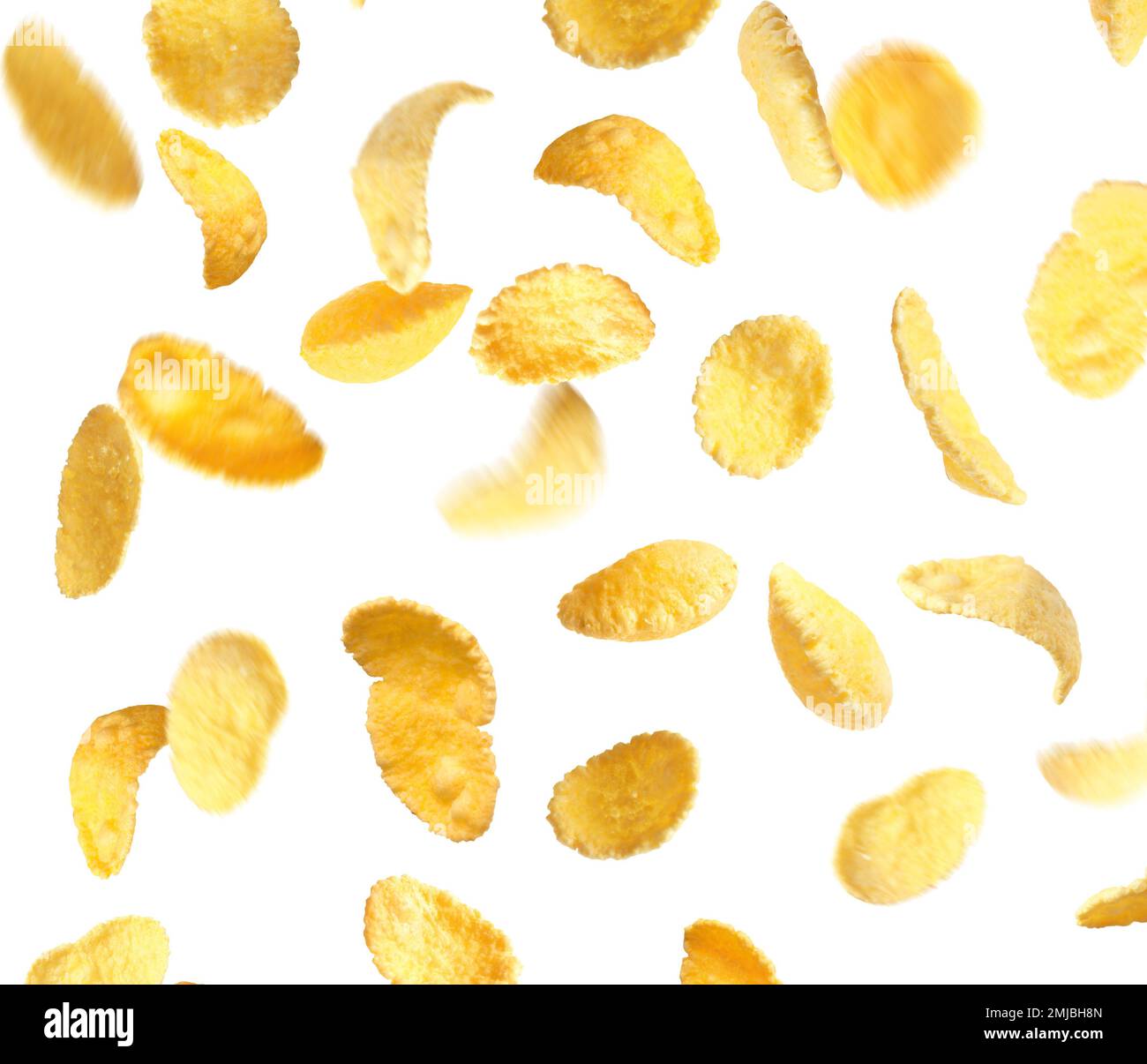 Set of tasty crispy corn flakes on white background Stock Photo - Alamy