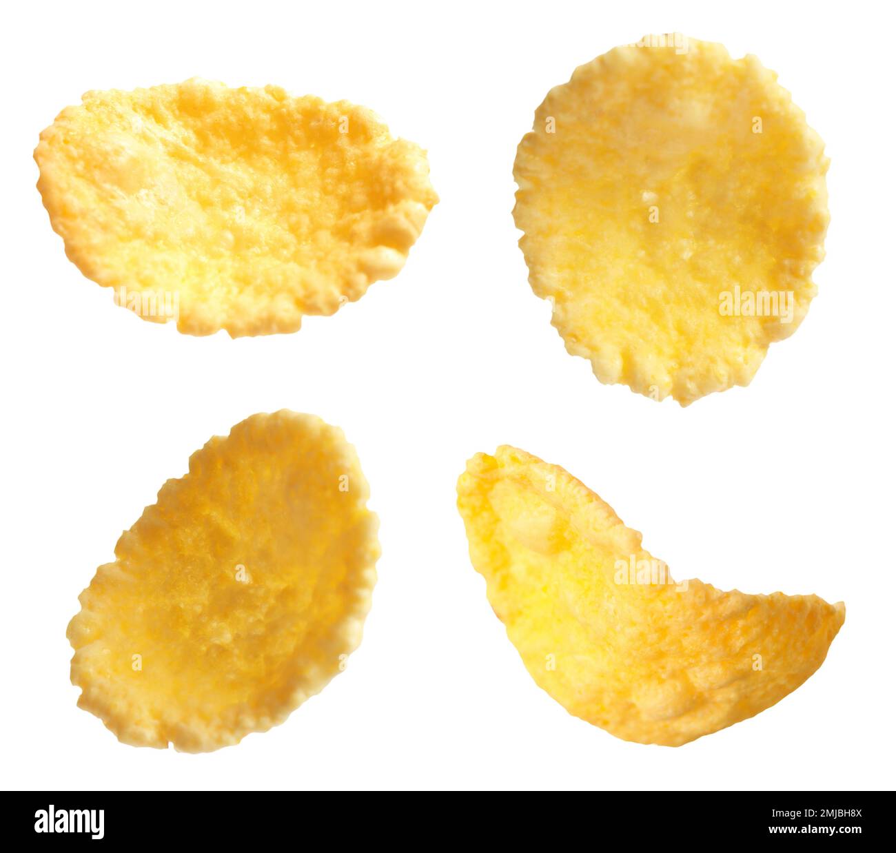 Set of tasty crispy corn flakes on white background Stock Photo - Alamy