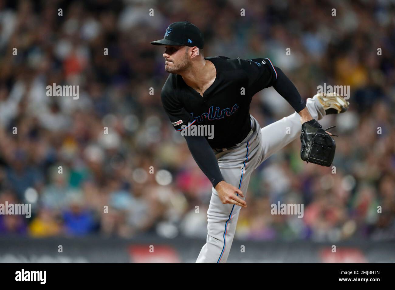 Miami Marlins relief pitcher Tyler Kinley (39) in the sixth inning of a ...