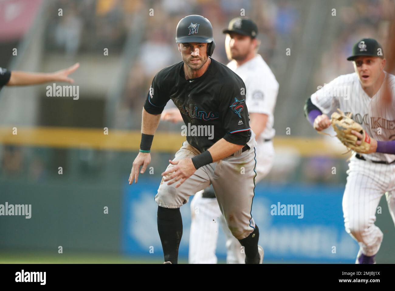 Miami Marlins third baseman Jon Berti (55) in the third inning of a ...