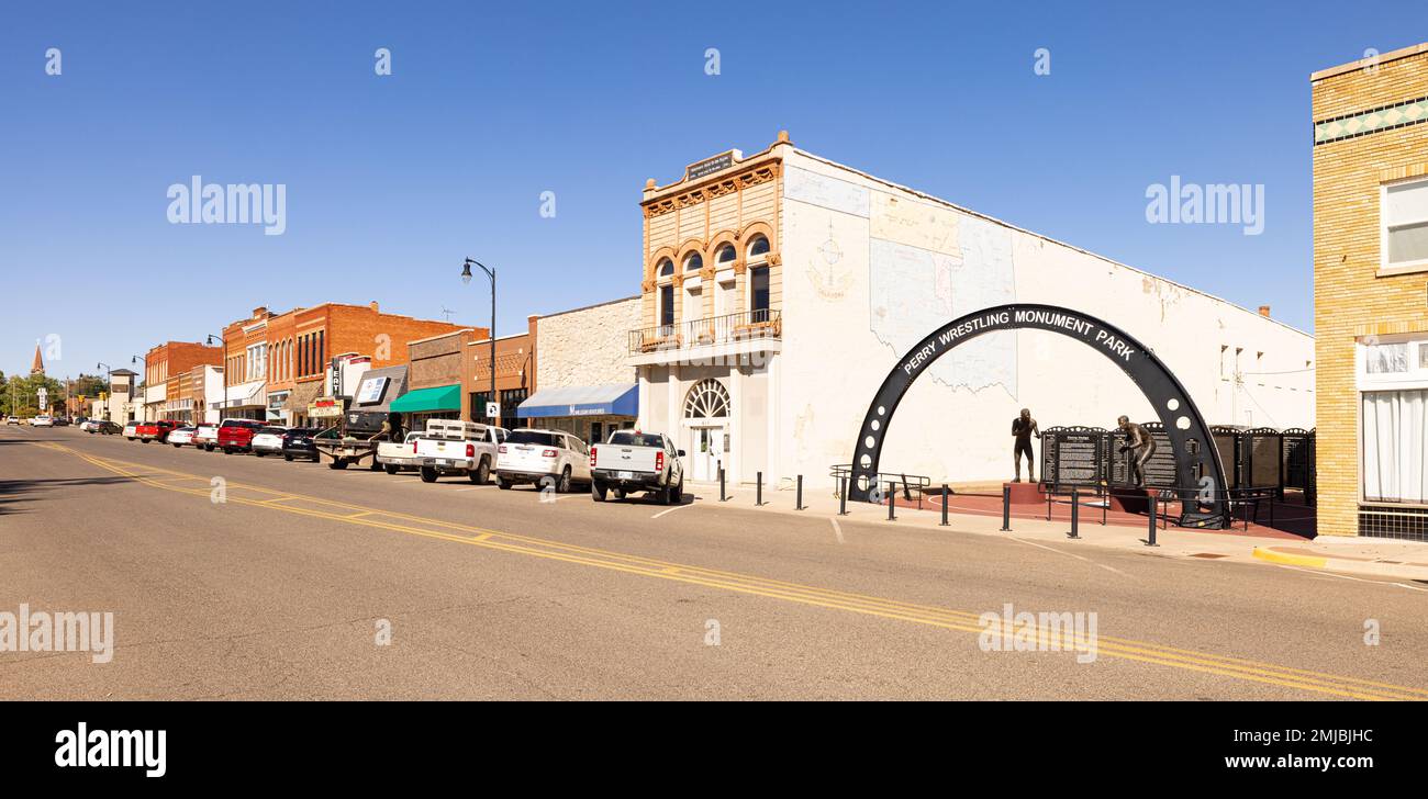 Perry, Oklahoma, USA - October 17, 2022: The Perry Wrestling Monument ...