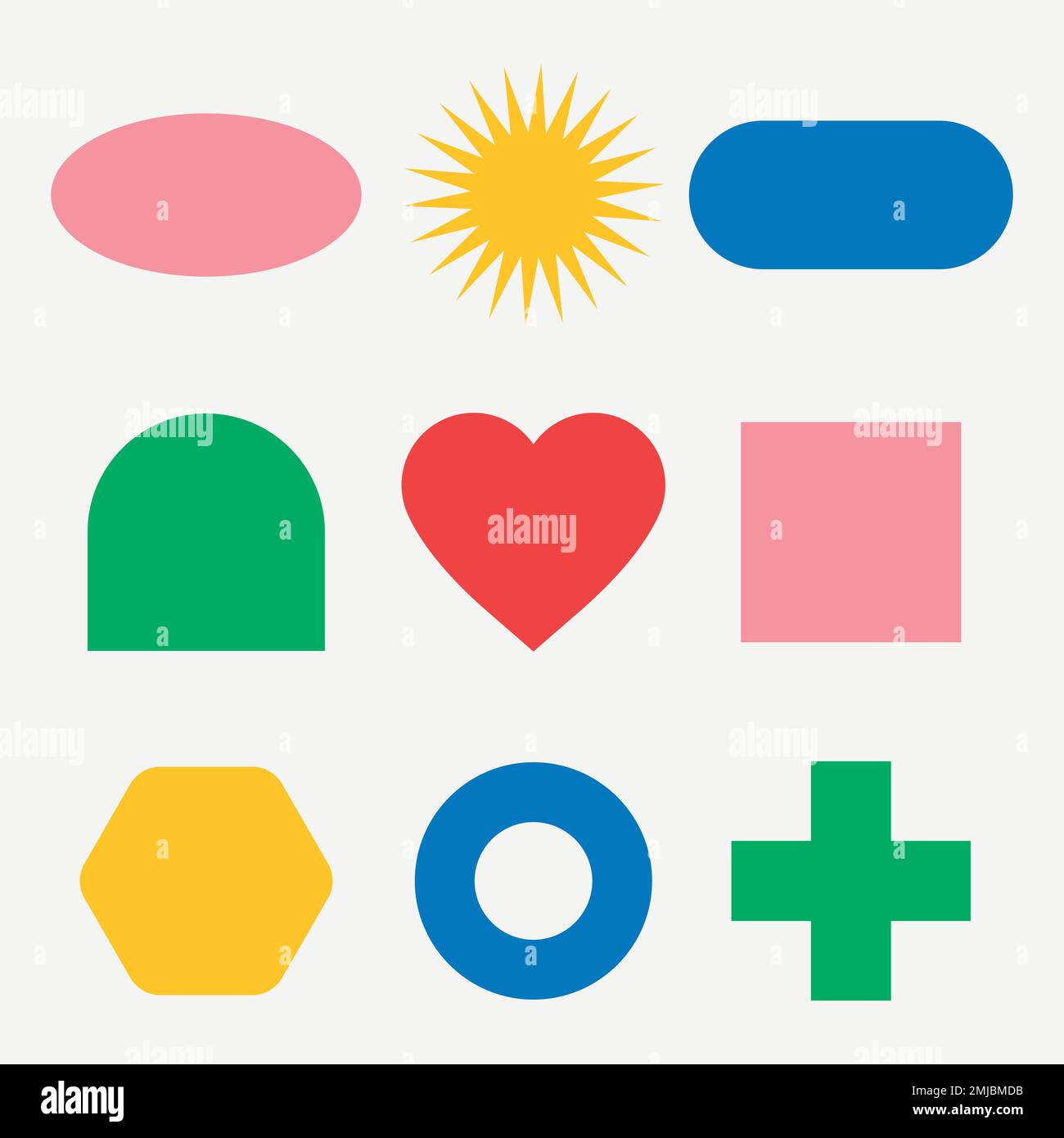 Geometric shape sticker, colorful retro flat clipart set vector Stock ...