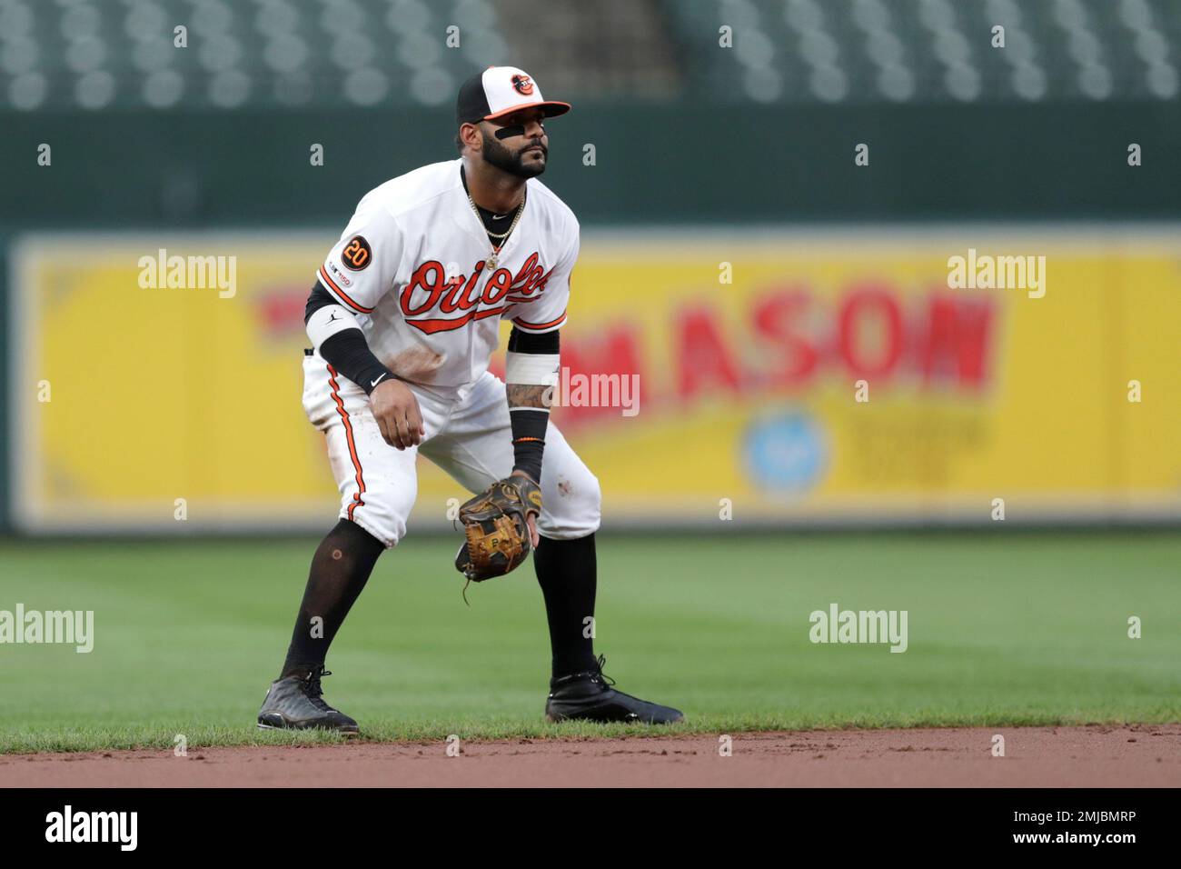 Baltimore Orioles shortstop Jonathan Villar waits for a pitch to a ...