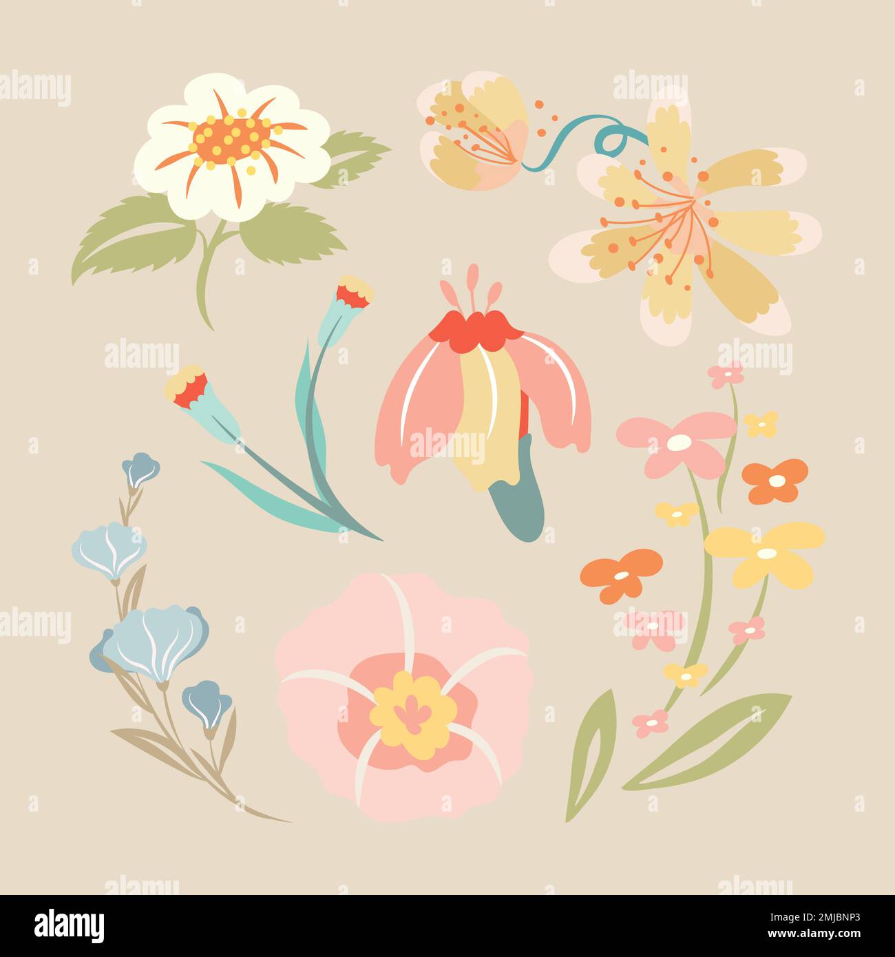 Pastel flower, spring clipart cute vector illustration Stock Vector ...