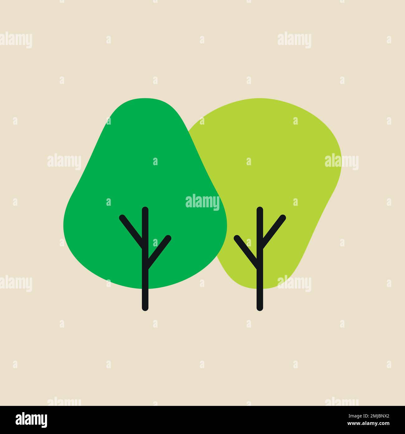 Tree icon, natural product symbol flat design vector illustration Stock ...