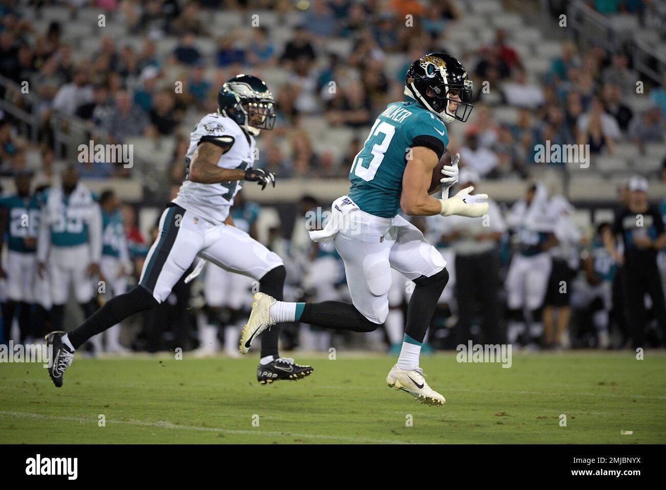 Jacksonville Jaguars wide receiver Michael Walker (13) runs after ...