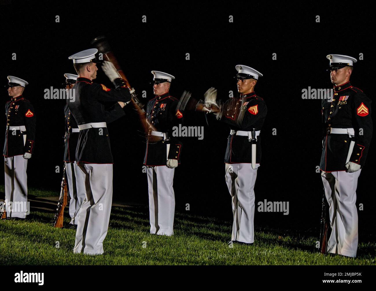 Corporal Blake A. Behrens, number two rifle inspector, Silent Drill ...