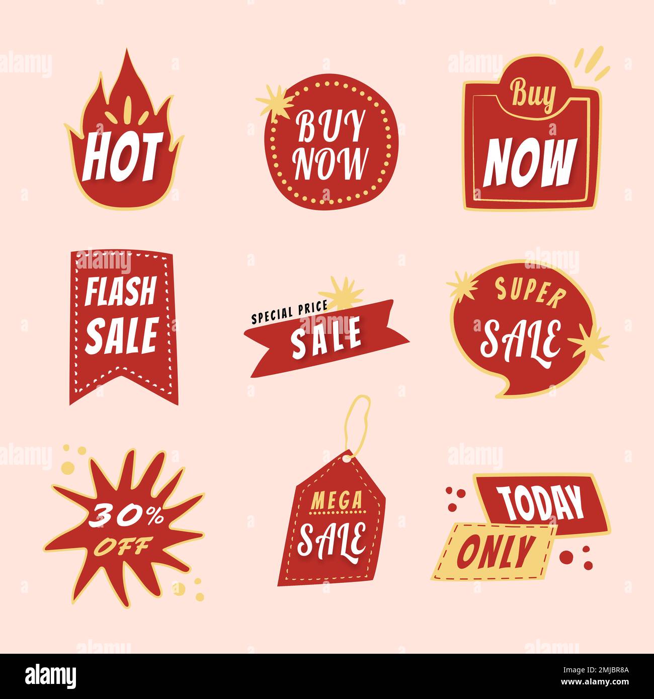 Sale badge sticker, doodle shopping clipart vector set Stock Vector ...
