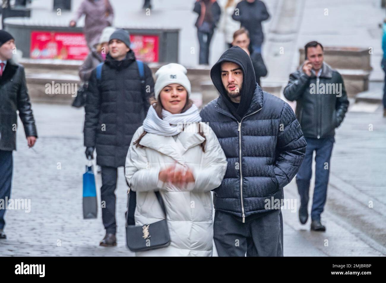 Russia, Moscow. People are seen in a city street Stock Photo - Alamy