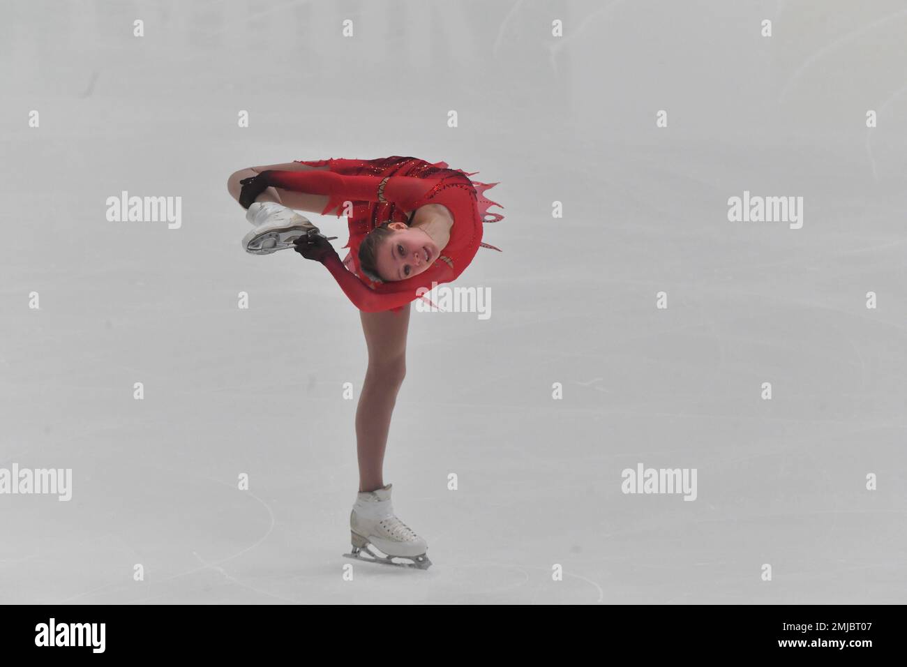Moscow. The figure skater Anastasia Zinina makes the short program of ...