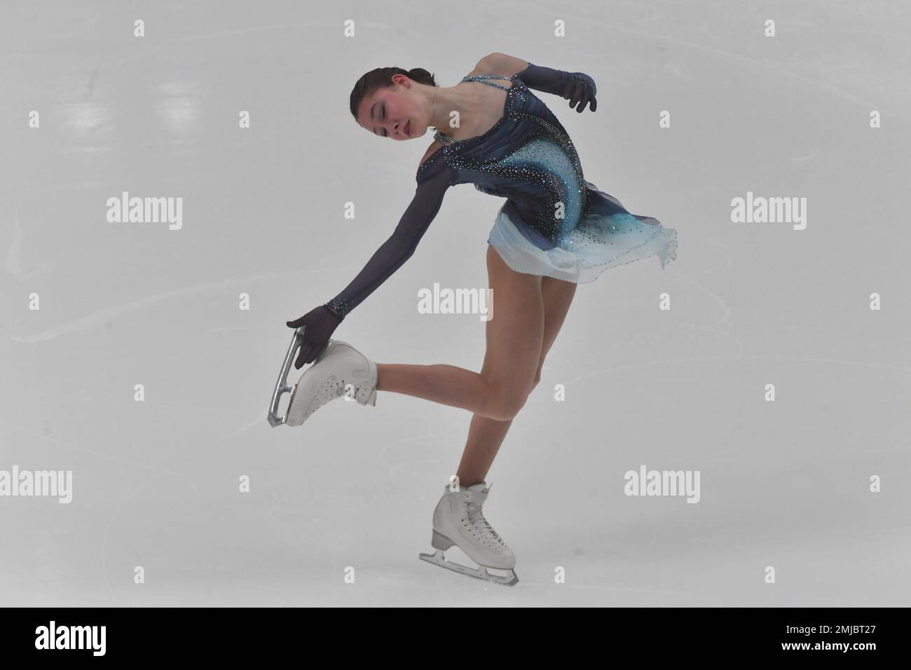 Moscow. The figure skater Sofya Akatyeva makes the short program of ladies' singles for the ...