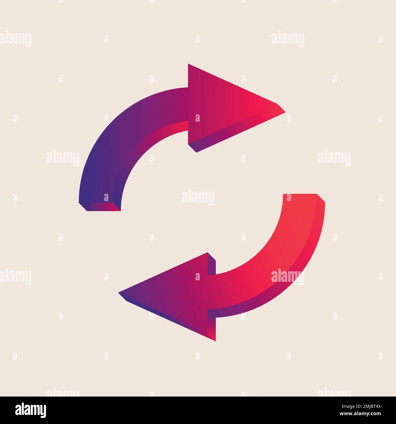 Arrow sticker, roundabout traffic road direction sign in red gradient ...