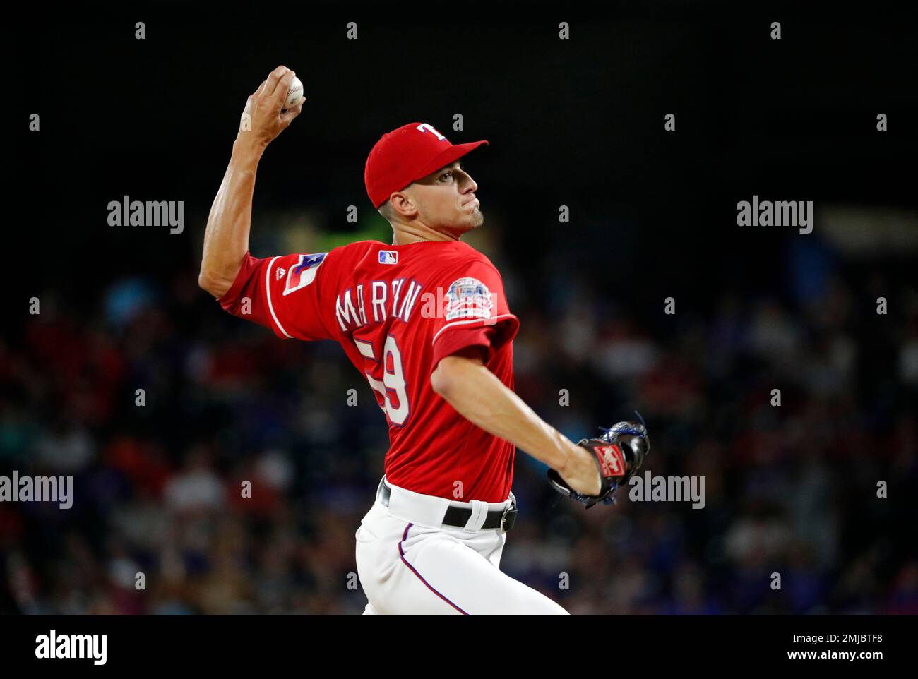 Texas Rangers relief pitcher Brett Martin (59) works against the ...