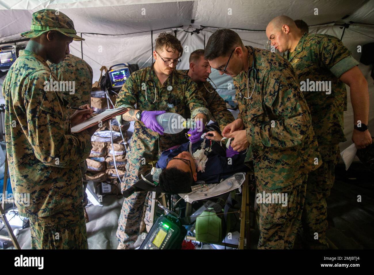 U.S. Navy hospital corpsmen with Combat Logistics Battalion (CLB) 22 ...