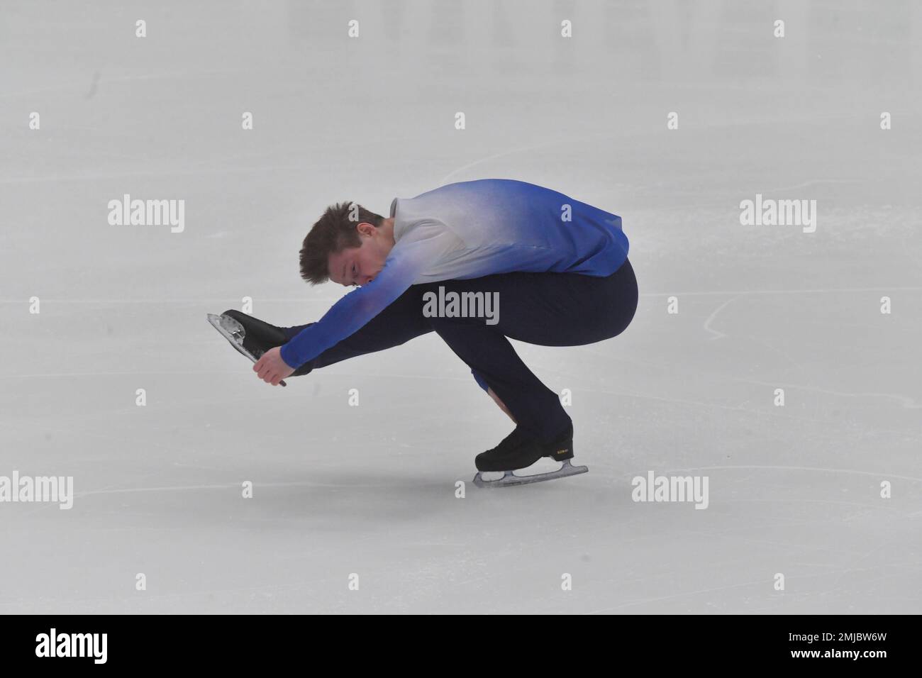 Moscow. The figure skater Alexander Samarin makes the short program of ...
