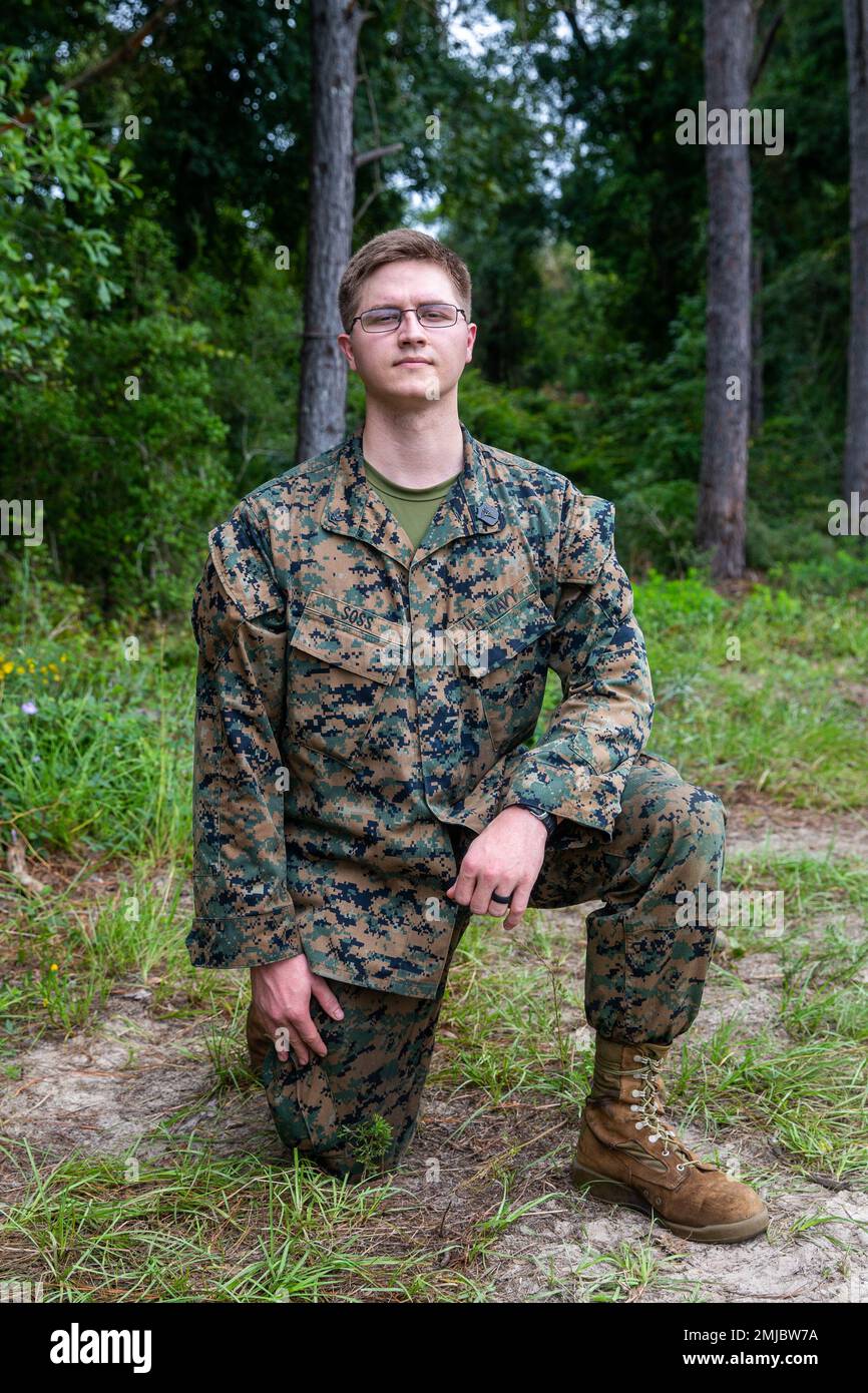 U.S. Navy Hospital Corpsman Third Class Christopher Soss, with Combat ...