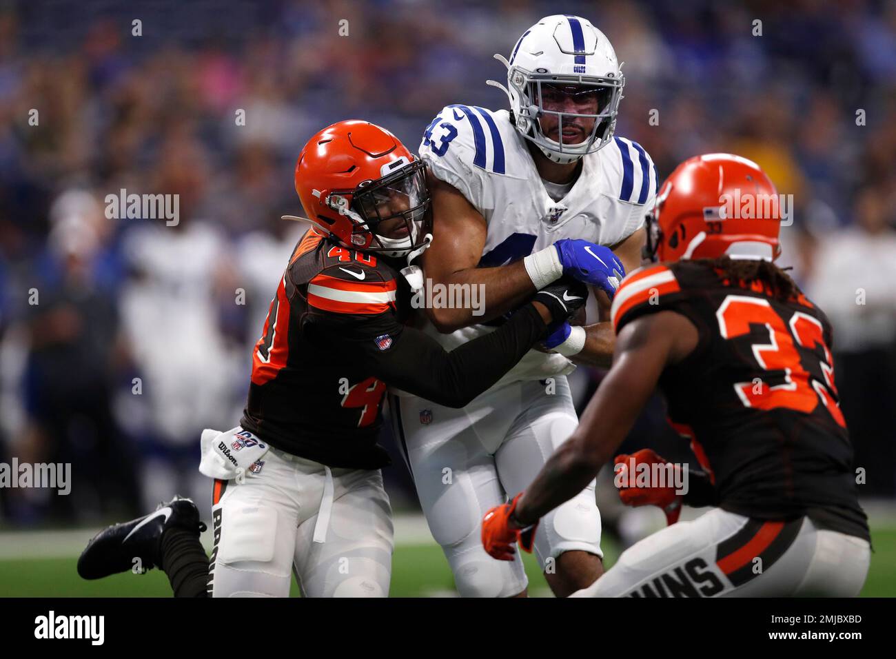Indianapolis Colts tight end Ross Travis (43) catches a touchdown in ...