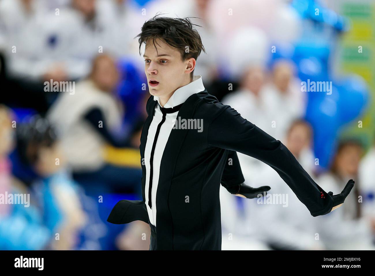 RUSSIA, MOSCOW - JANUARY 22, 2023: Athlete Evgeni Semenenko performs ...