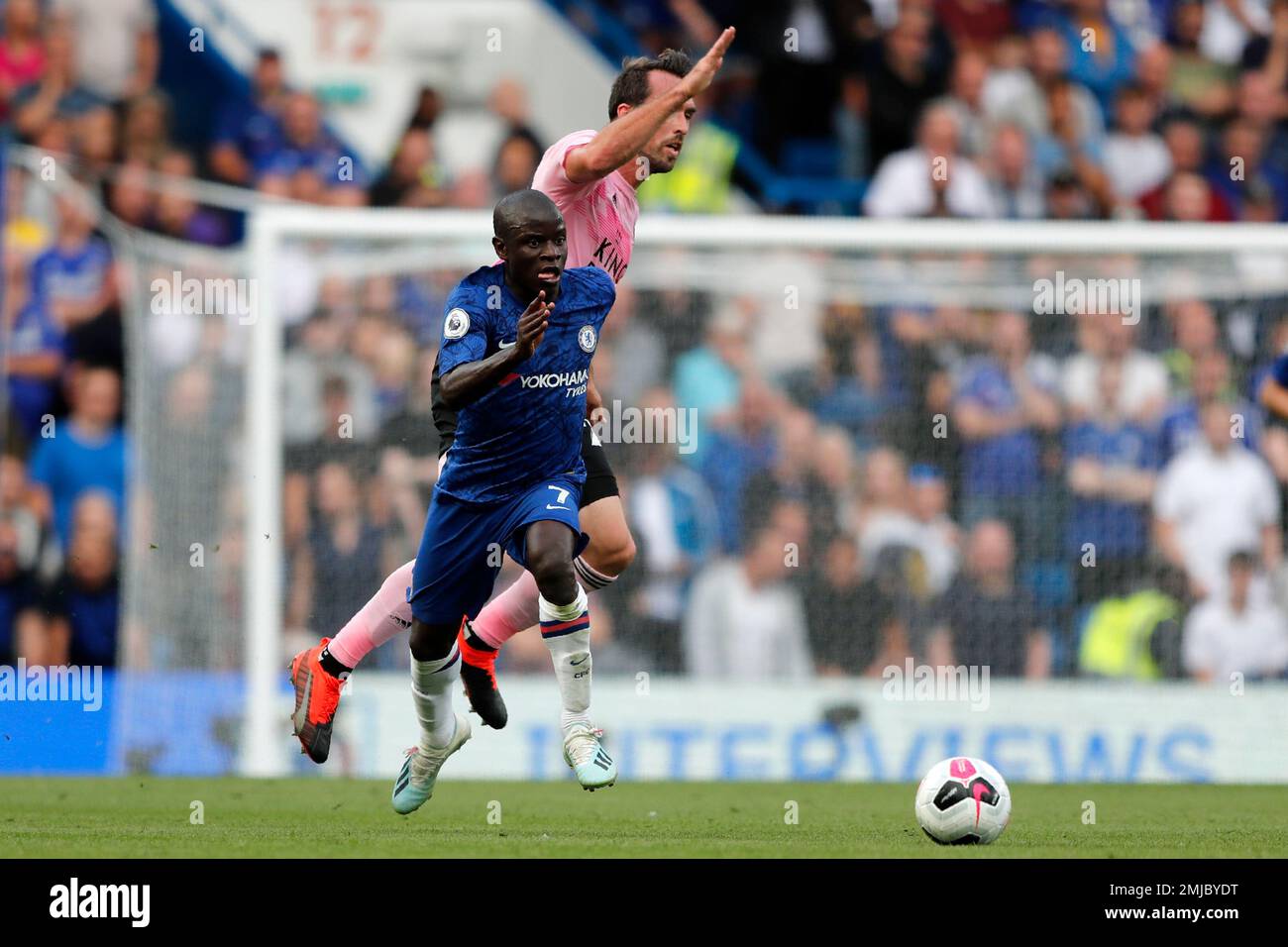 Chelsea's N'Golo Kante runs with the ball away from Leicester's ...