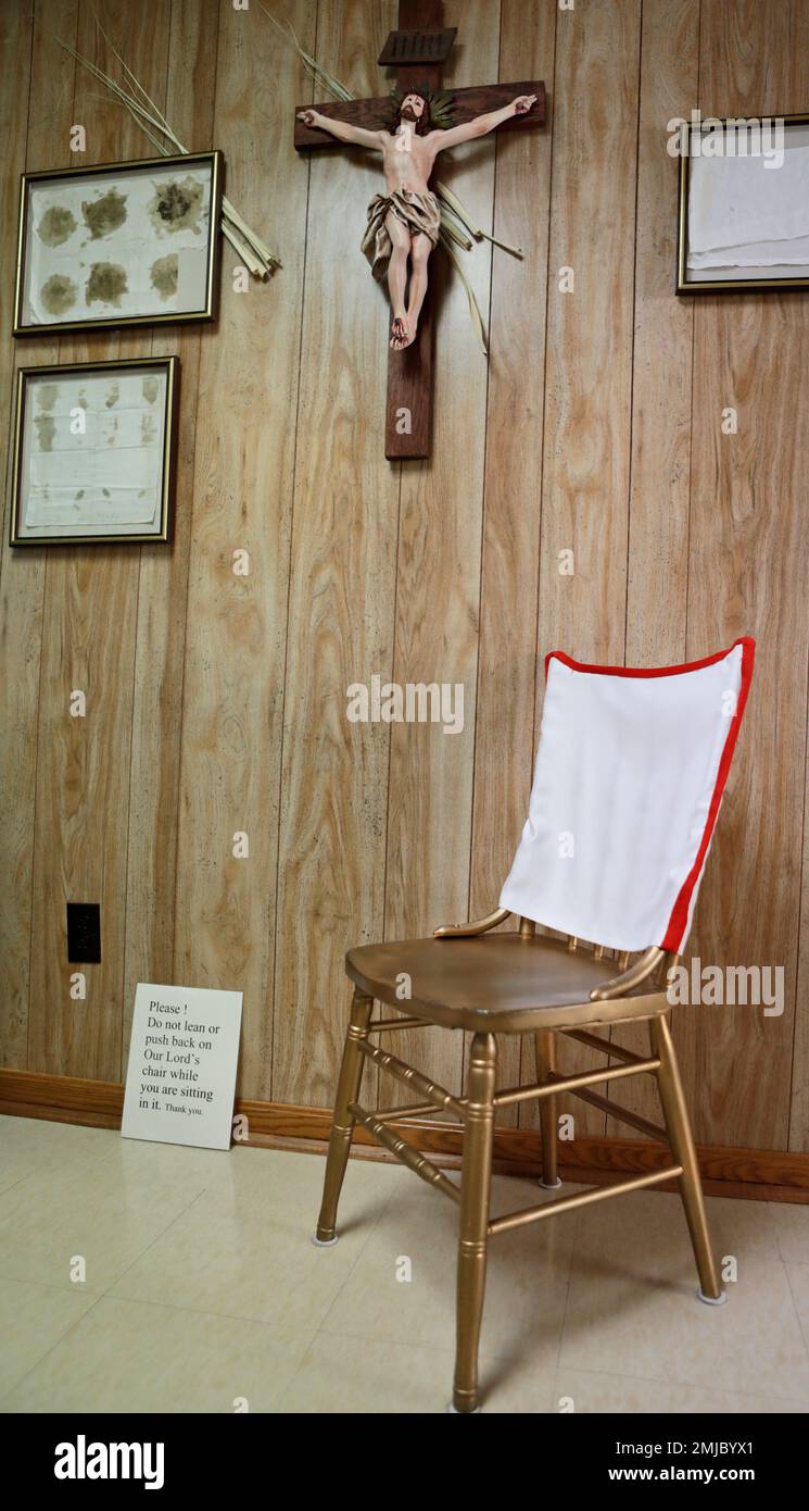 In this Aug. 9, 2019, photo the chair where Rhoda Wise says she was ...