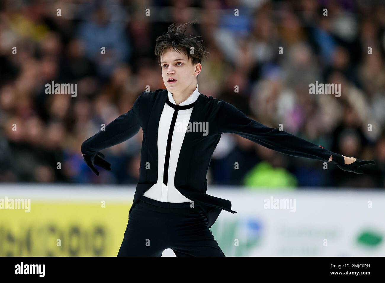 RUSSIA, MOSCOW - JANUARY 22, 2023: Athlete Evgeni Semenenko performs his free skate during the ...