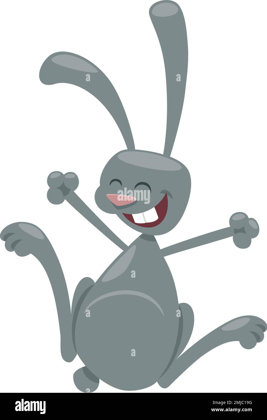 Cartoon illustration of happy jumping rabbit comic animal character ...