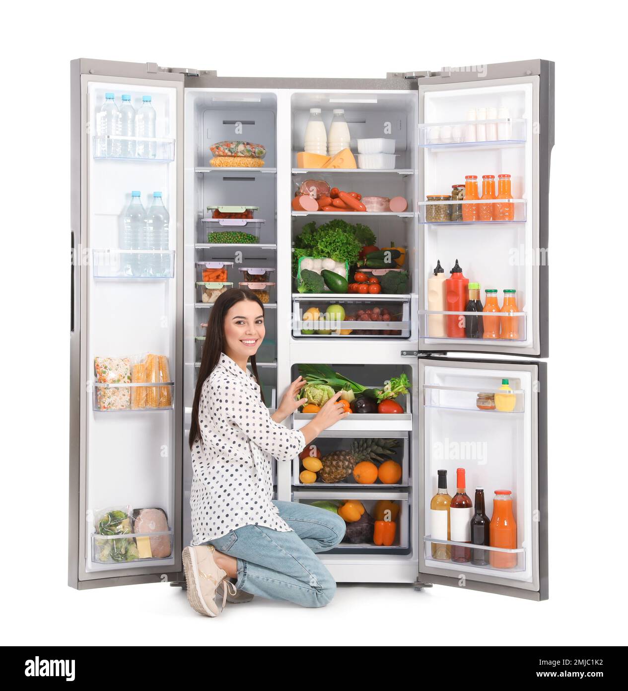 Open refrigerator food meat vegetables Cut Out Stock Images & Pictures ...