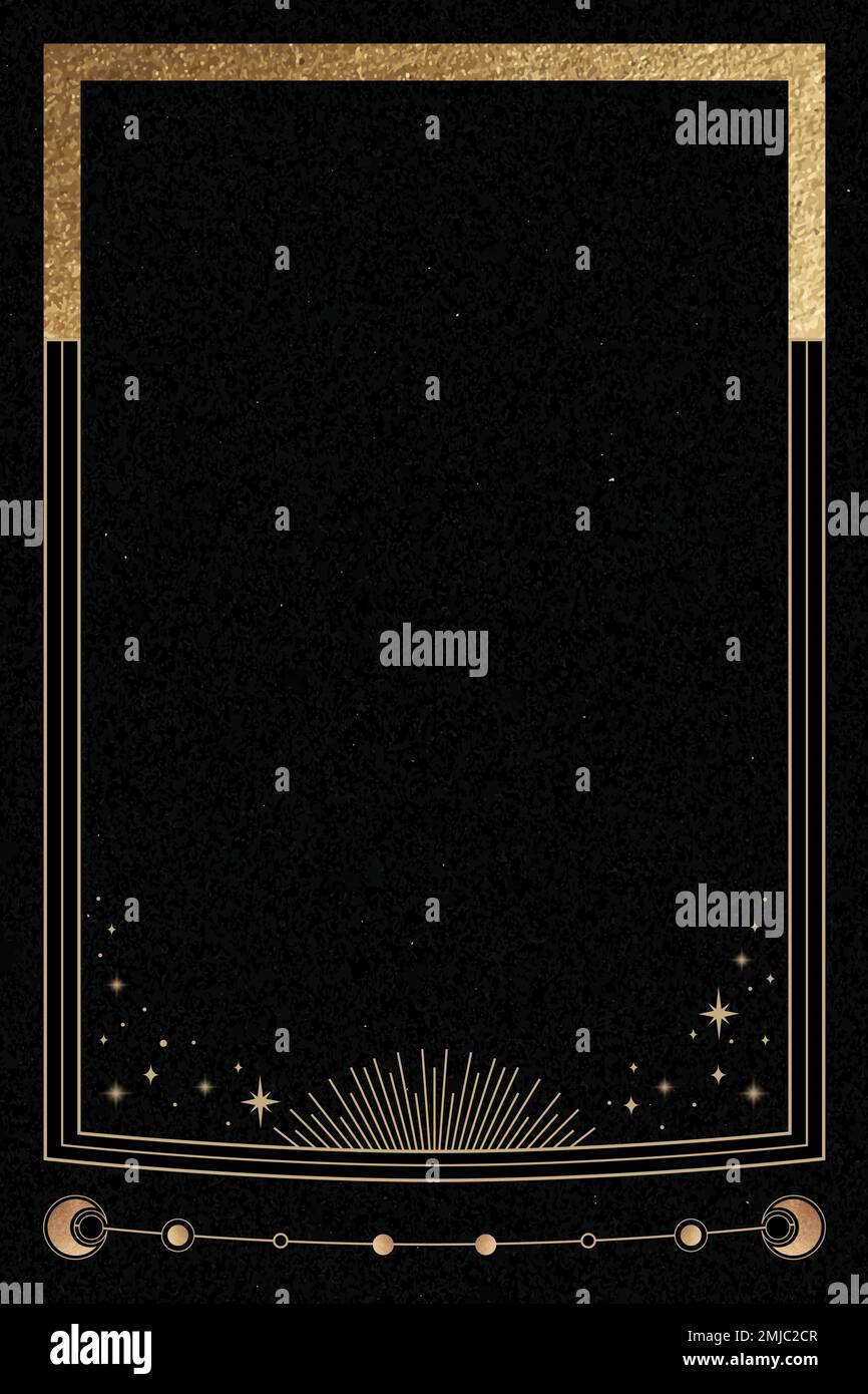 Mystical golden frame on black background vector Stock Vector Image ...