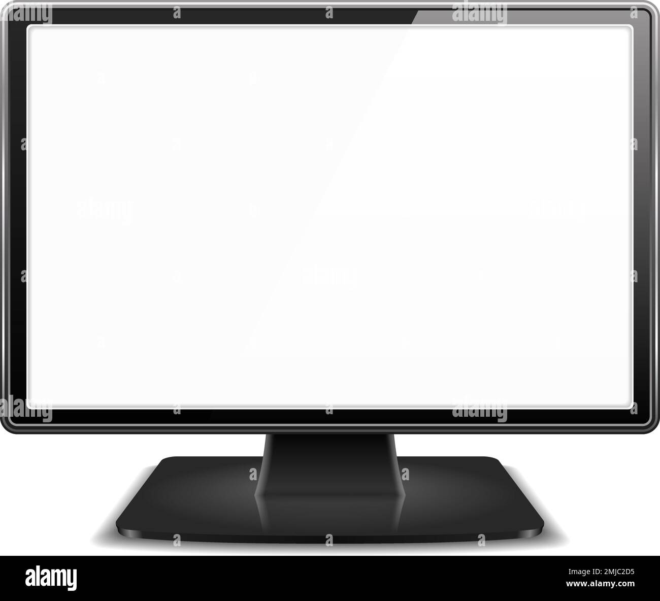 Computer monitor with blank white screen, vector eps10 illustration ...
