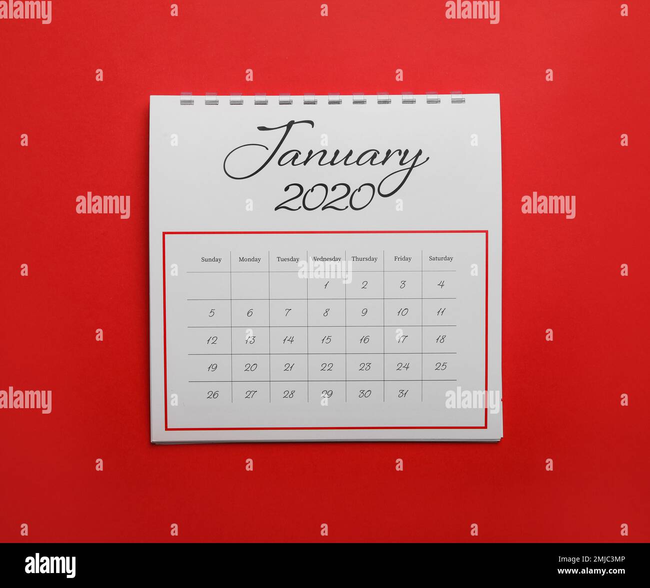 January 2020 calendar sheet hi-res stock photography and images - Alamy