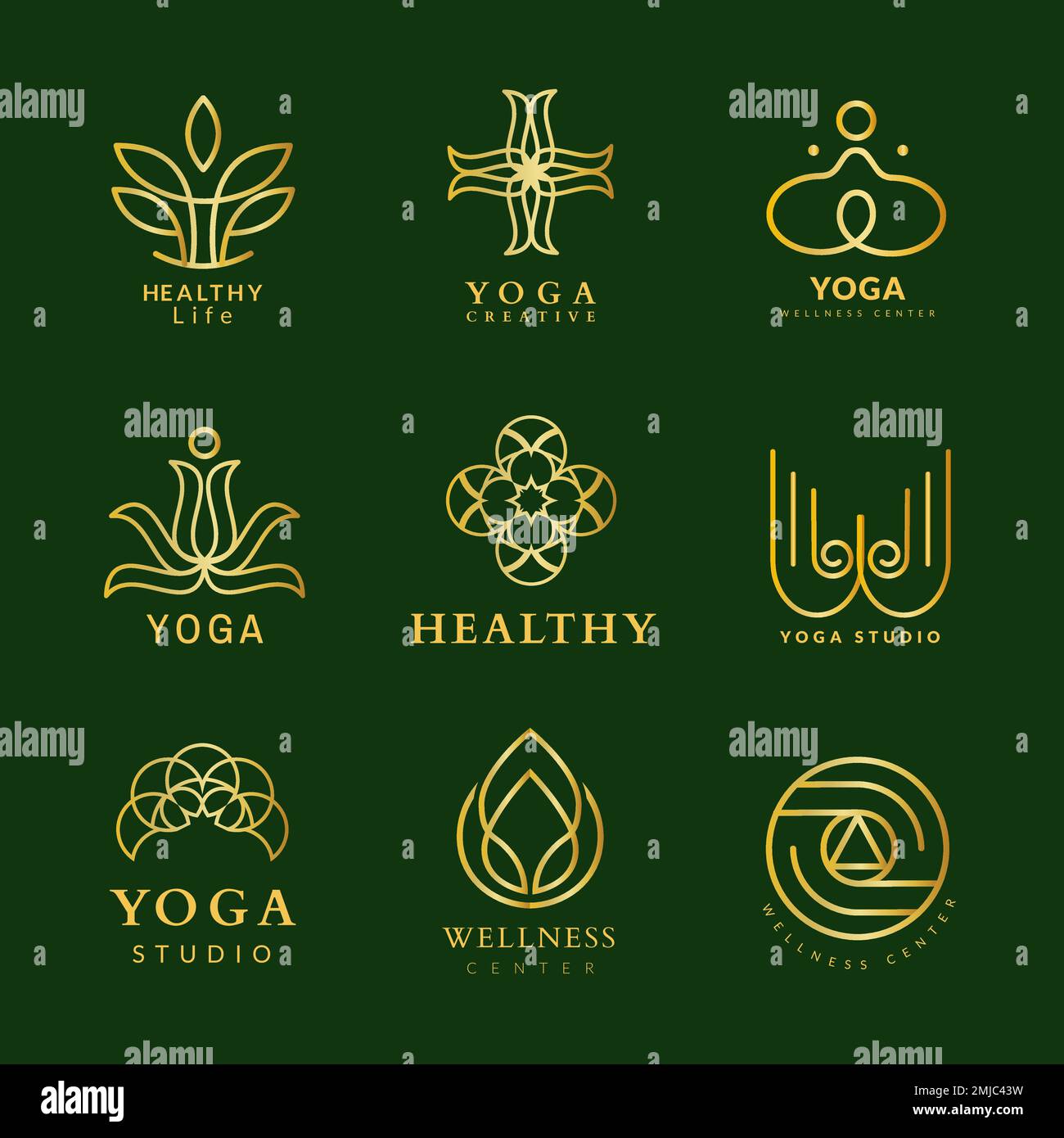 Gold spa logo template, wellness luxury design for health & wellness ...