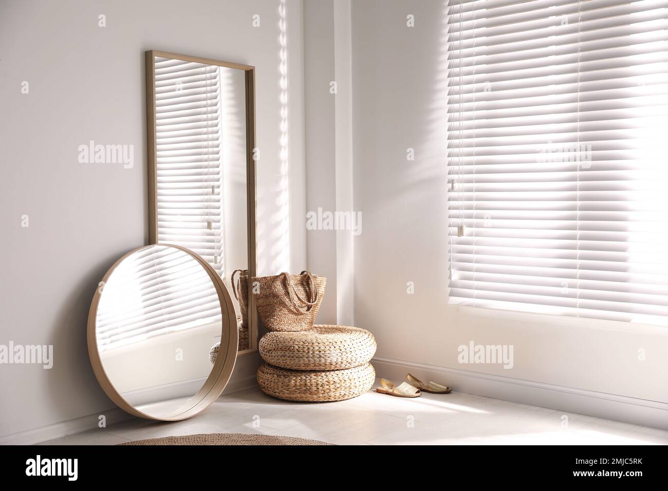 Large stylish mirrors in room. Elements of interior design Stock Photo ...