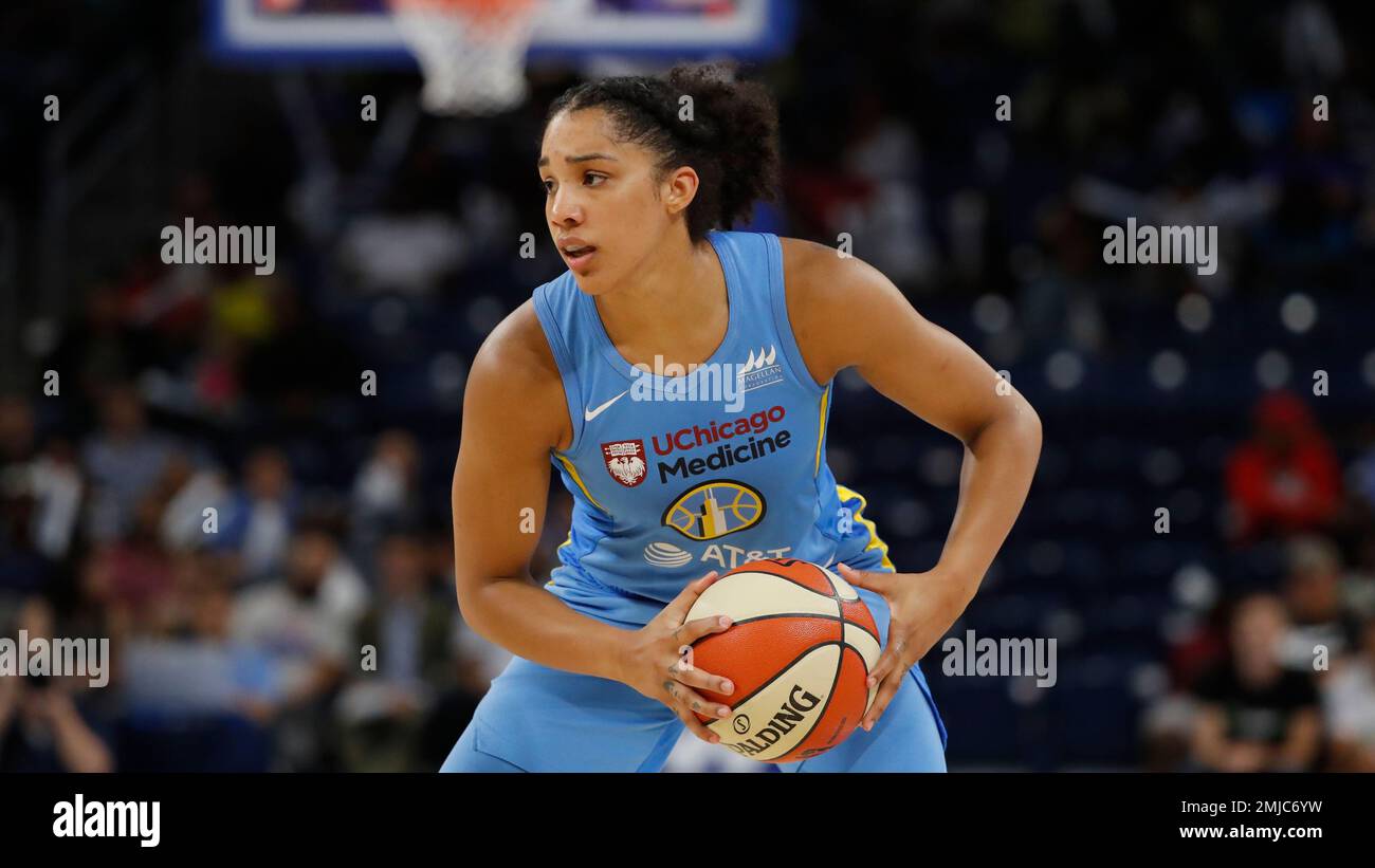 Chicago Sky's Gabby Williams looks to pass during the first half of a ...