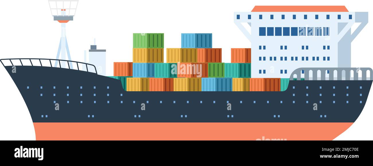 Freight ship with color industrial cargo containers icon Stock Vector ...