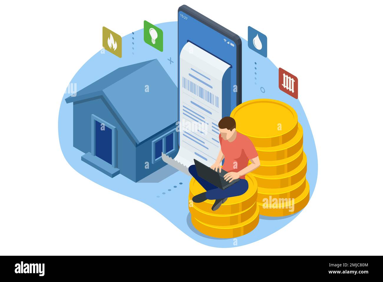 Isometric Online Bill Payment. Home Utilities Bill Payment Services ...