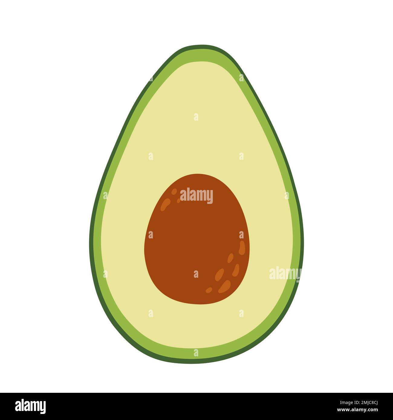 Half avocado with pit. Healthy vegetarian food. Flat vector ...
