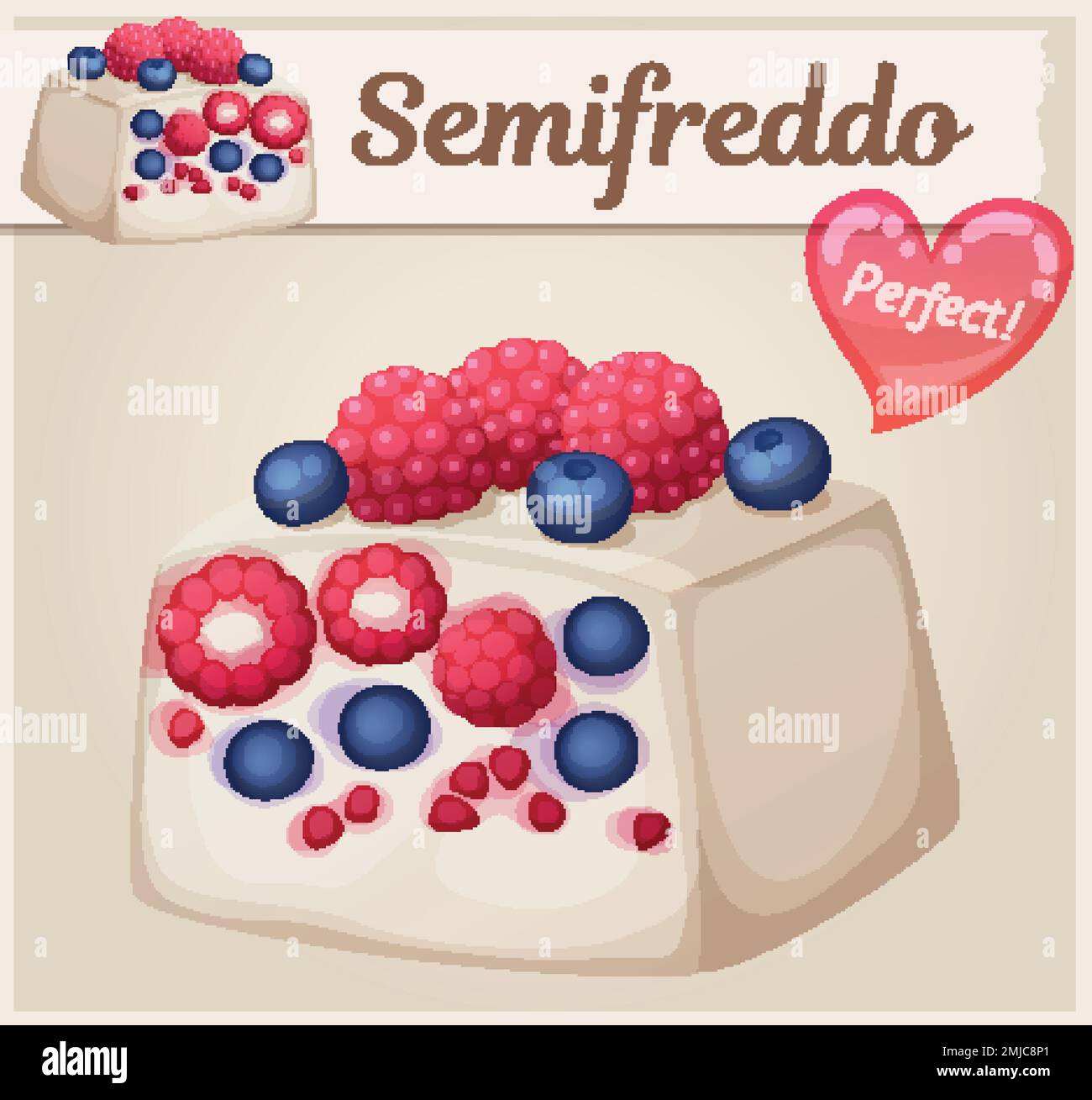 Mixed berries semifreddo icon. Cartoon vector food illustration Stock ...