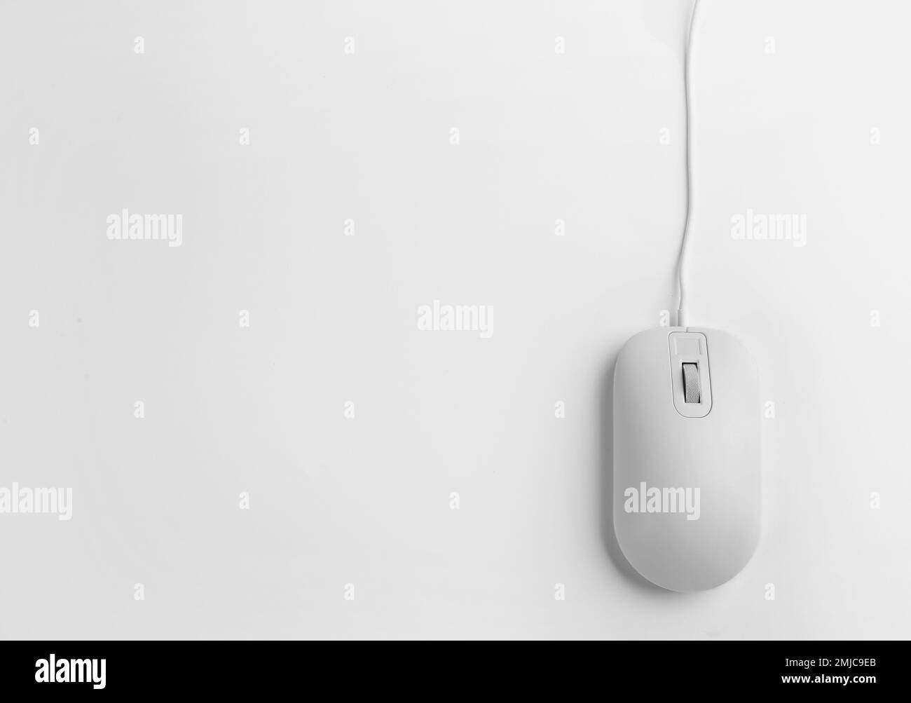 Modern wired optical mouse on white background, top view Stock Photo ...