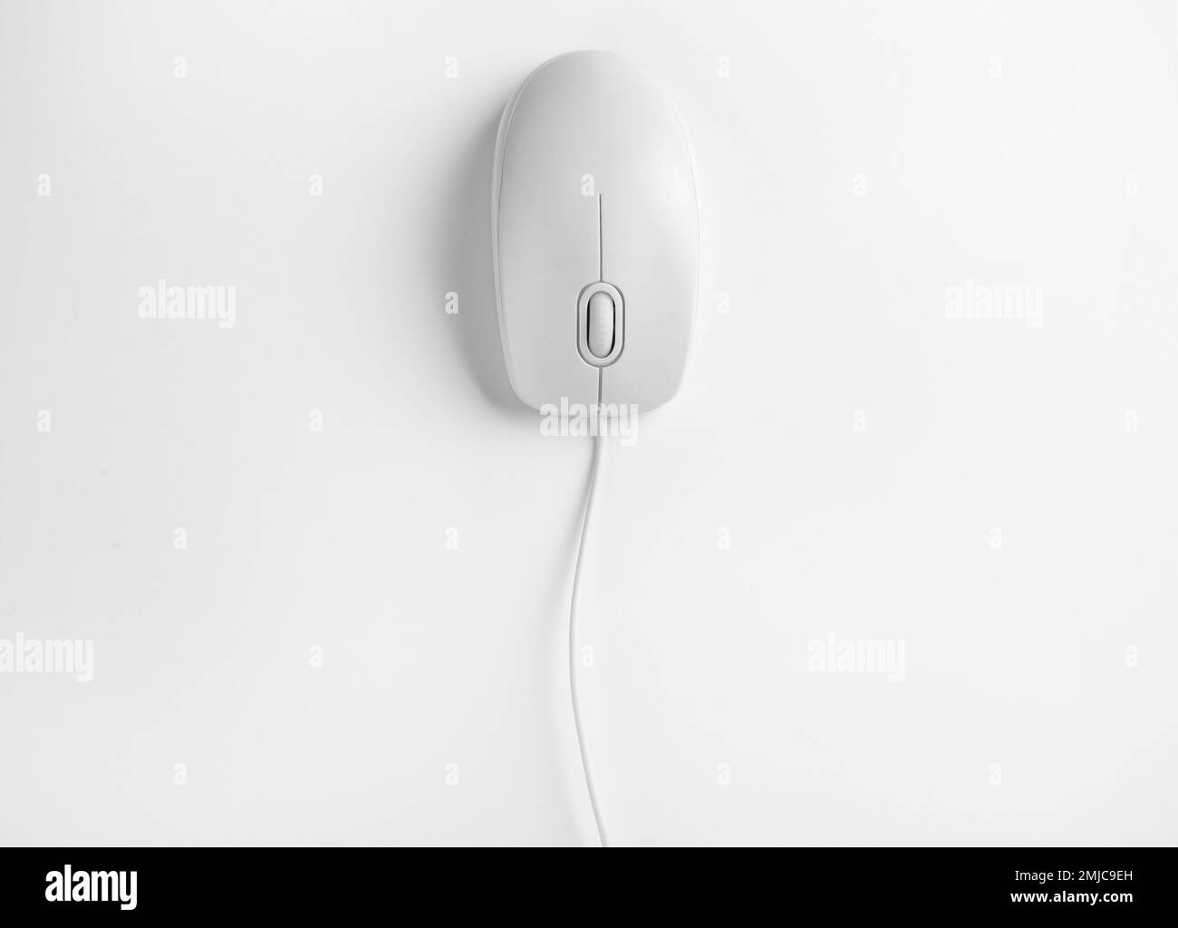 Modern wired optical mouse on white background, top view Stock Photo ...