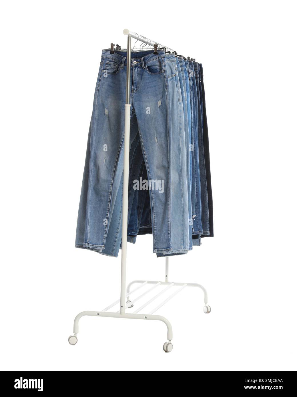 Jeans hanging wardrobe Cut Out Stock Images & Pictures - Alamy