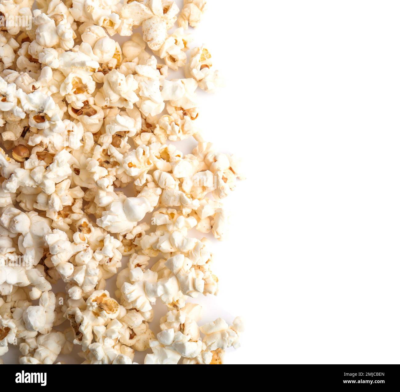 Tasty fresh pop corn isolated on white, top view Stock Photo - Alamy