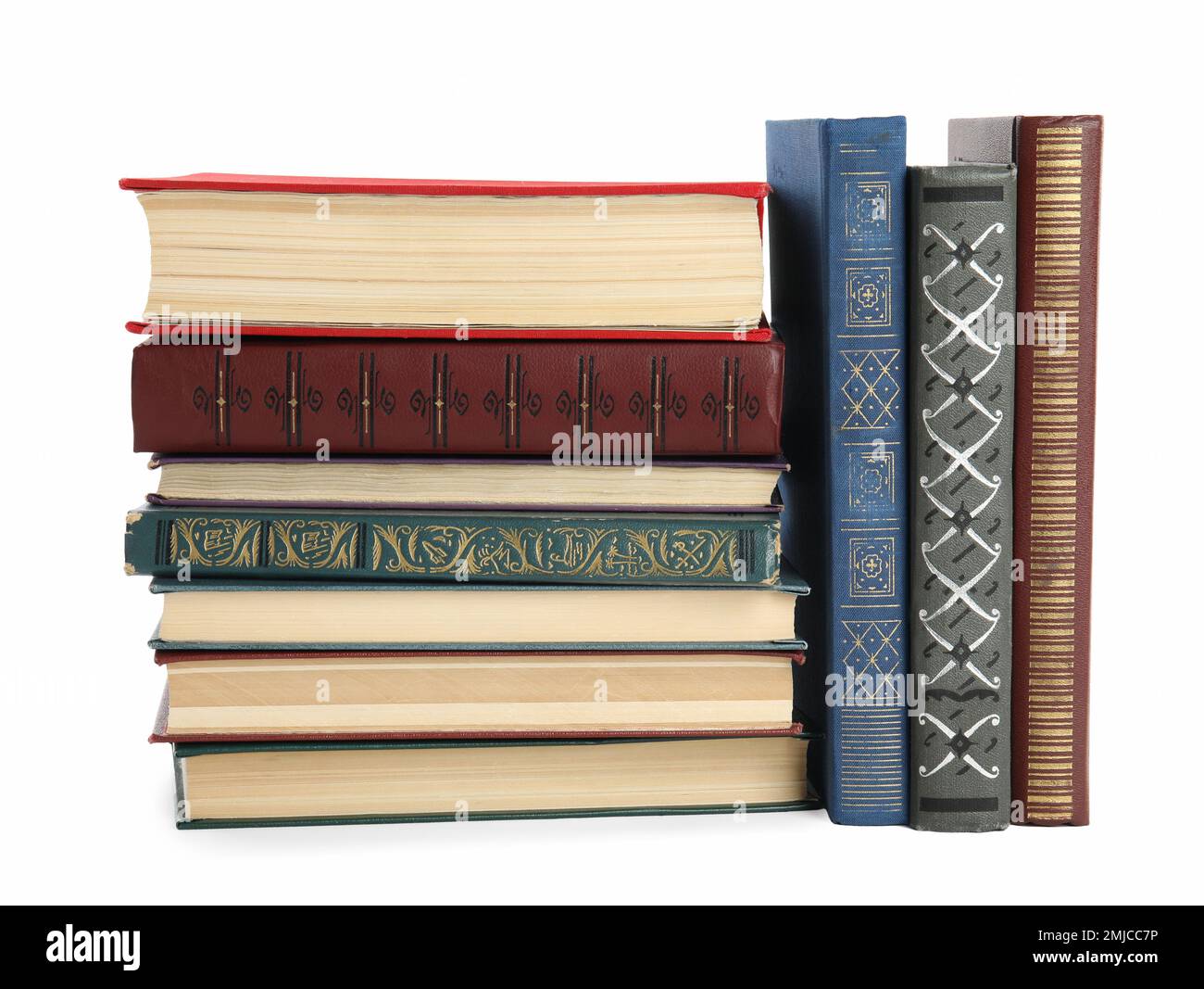 Collection of different books isolated on white Stock Photo - Alamy